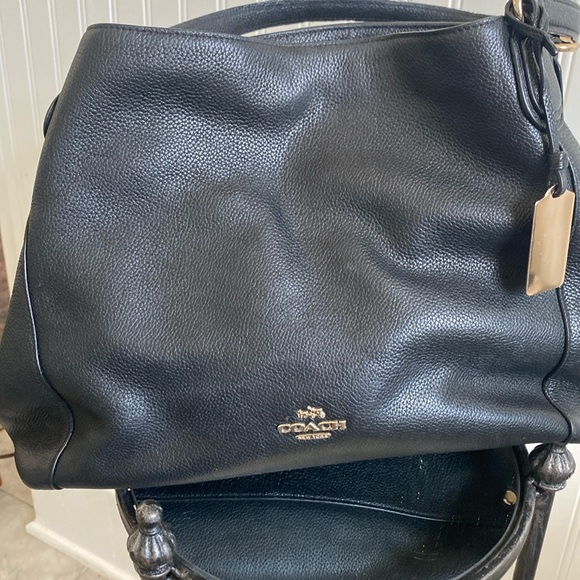 Coach | Bags | Coach Black Edi Shoulder Pebble Leather Bag | Poshmark